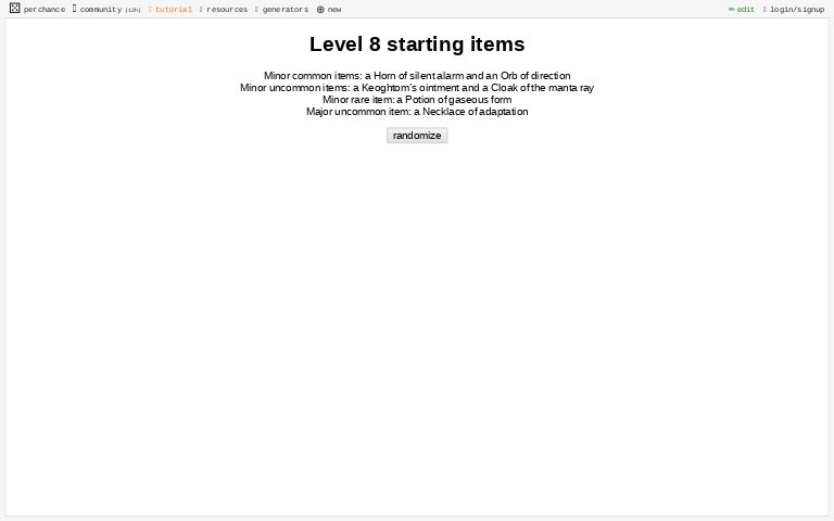 Level 8 starting items ― Perchance Generator