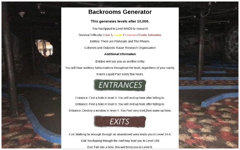 Backrooms Generator