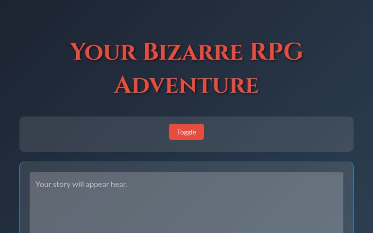 Your Bizarre RPG Adventure ― Perchance Generator