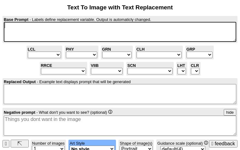 Unlocked Text 2 Image - Text Replacer ― Perchance Generator