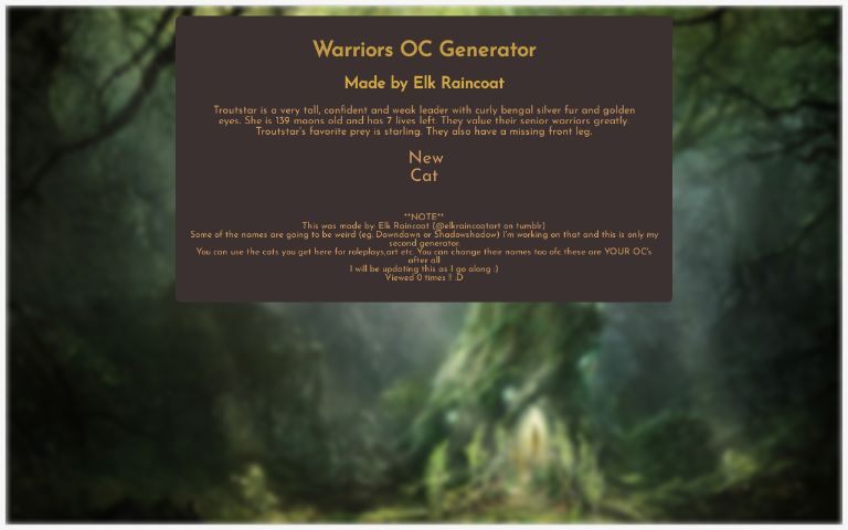Warriors OC Generator