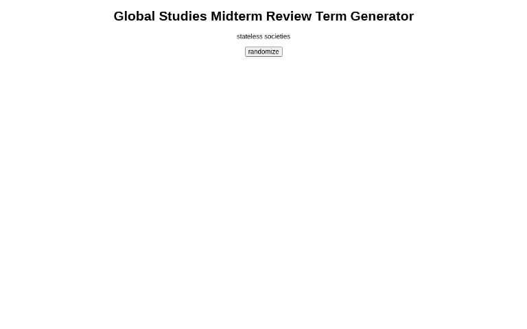 Global Studies Midterm Review Term Generator
