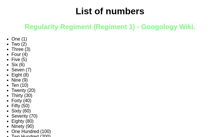 List of numbers ― Perchance Generator