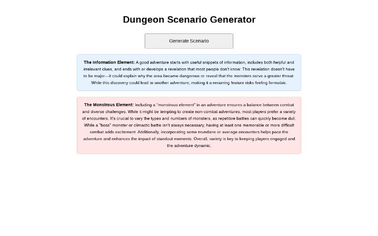Dungeon Scenario Generator
