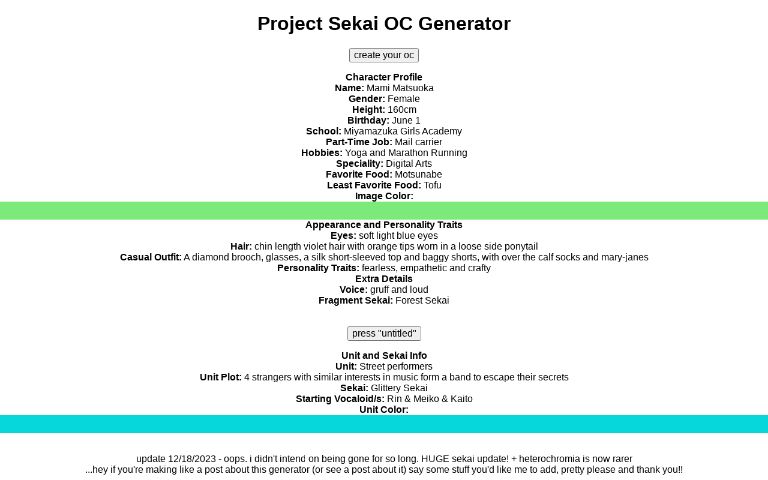Project Sekai OC Generator