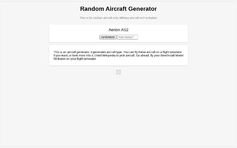 Random Aircraft Generator