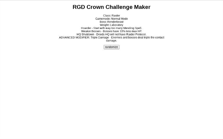 RGD Crown Challenge Maker ― Perchance Generator