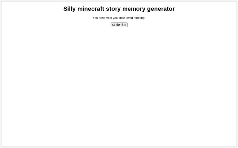 Silly minecraft story memory generator