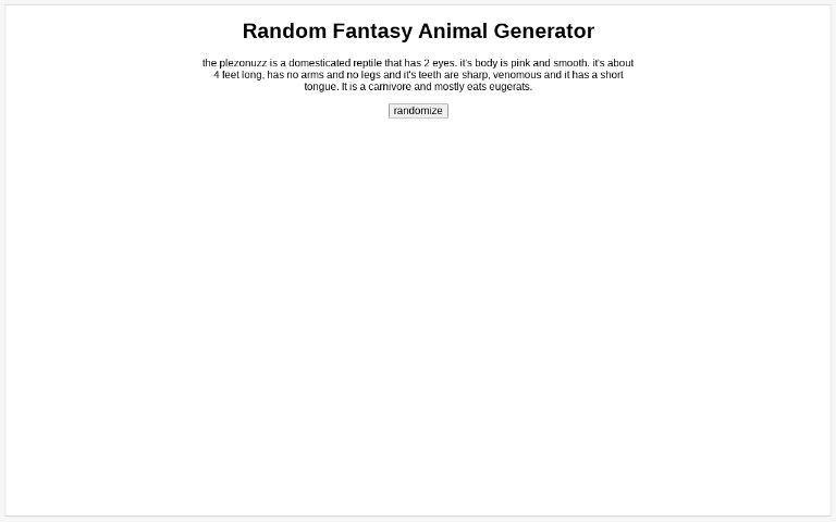 Random Fantasy Animal Generator