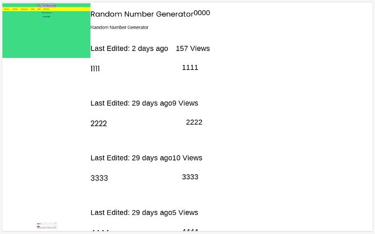 4 Number Urls ― Perchance Generator