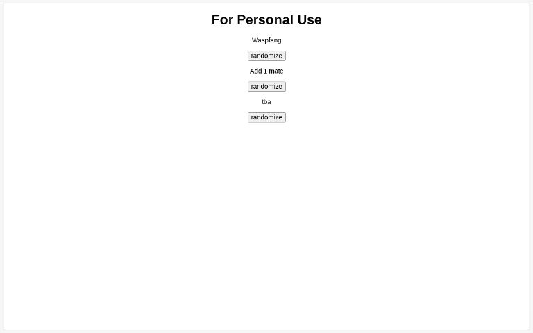 For Personal Use ― Perchance Generator