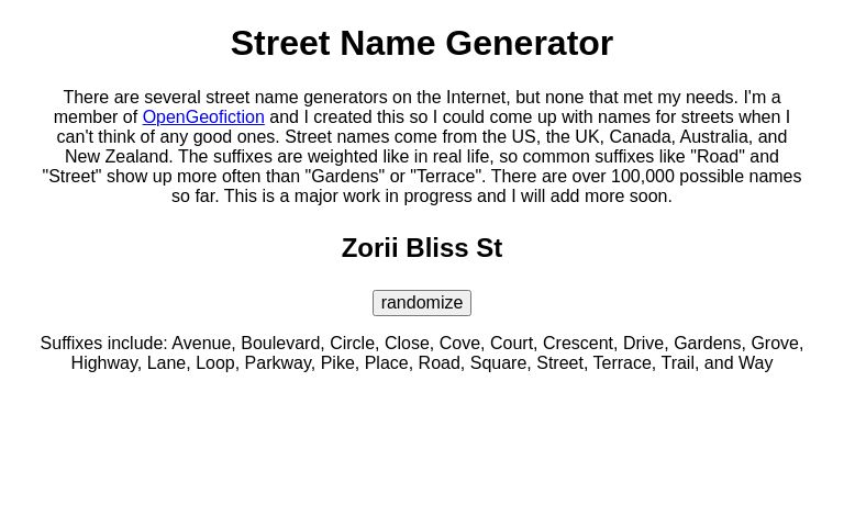 Street Name Generator