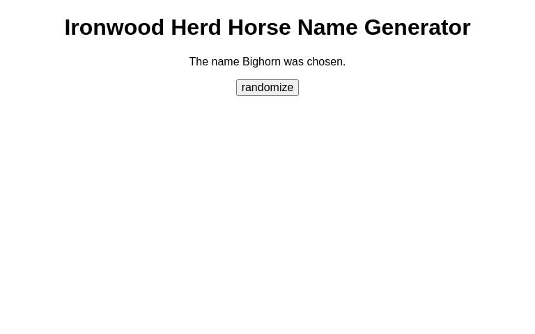 Ironwood Herd Horse Name Generator