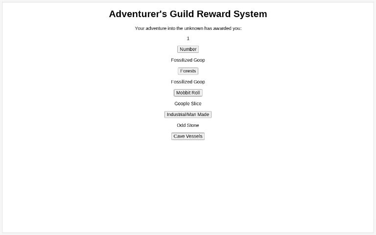 Adventurer's Guild Reward System ― Perchance Generator