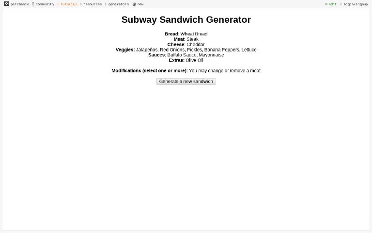Subway Sandwich Generator