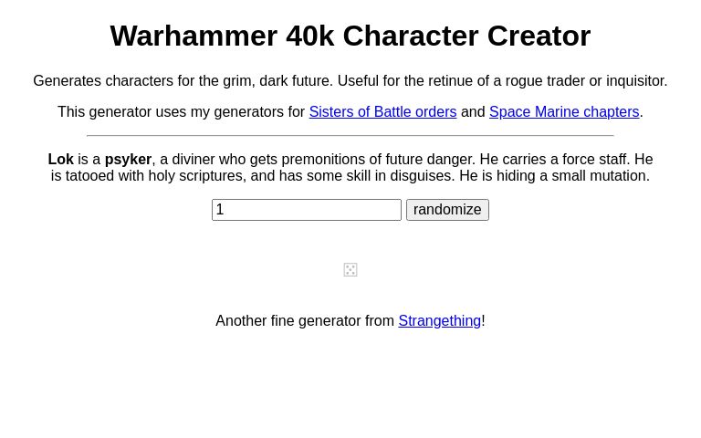 Warhammer 40k Character Creator ― Perchance Generator