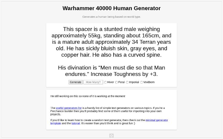 Warhammer 40000 Human Generator