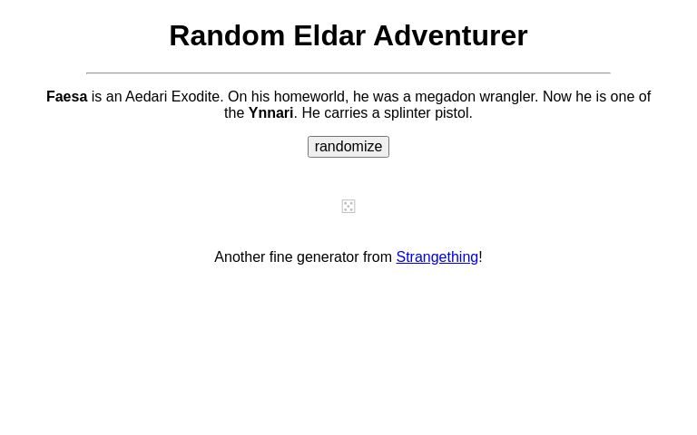 Random Eldar Adventurer ― Perchance Generator