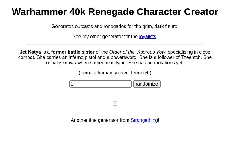 Warhammer 40k Renegade Character Creator ― Perchance Generator