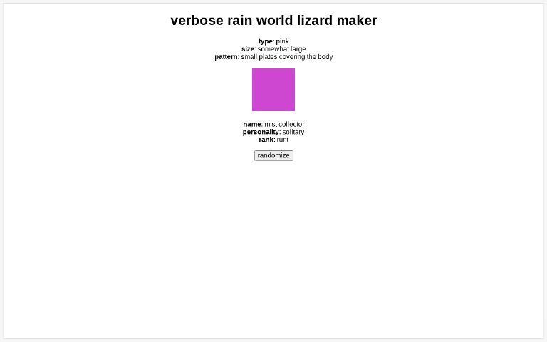verbose rain world lizard maker ― Perchance Generator