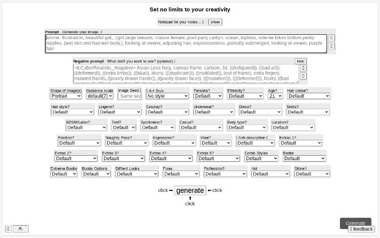 Set no limits to your creativity ― Perchance Generator