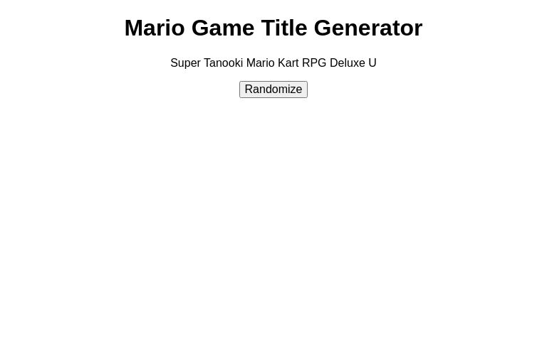 Mario Game Title Generator