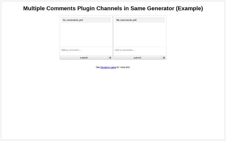Multiple Comments Plugin Channels in Same Generator (Example)