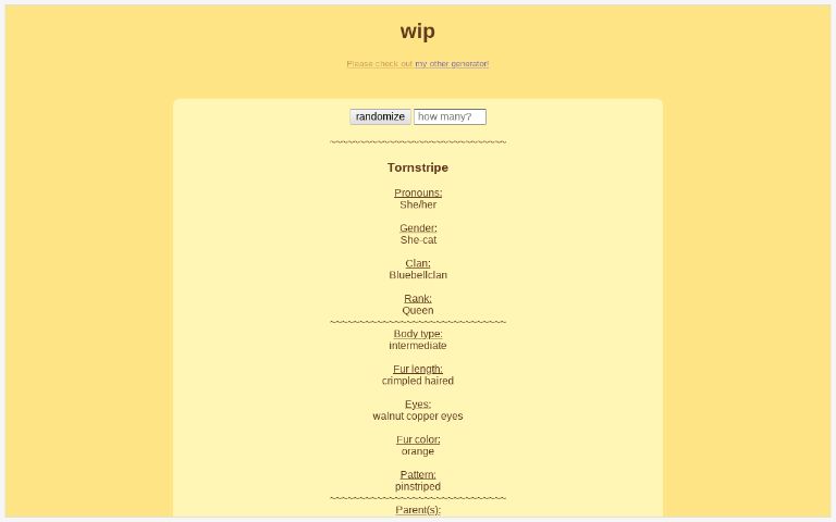 wip ― Perchance Generator