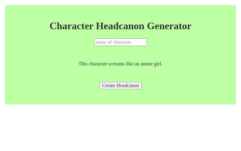 Character Headcanon Generator