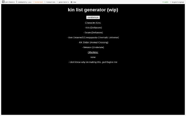 kin list generator (wip)