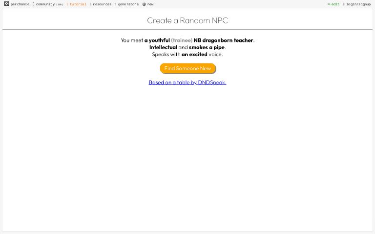 Create a Random NPC ― Perchance Generator