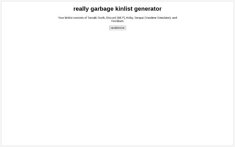 really garbage kinlist generator