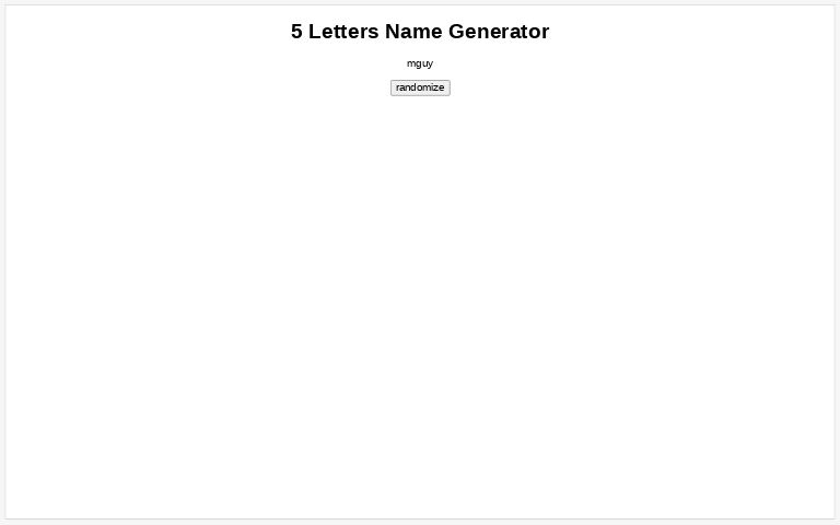 5 Letters Name Generator