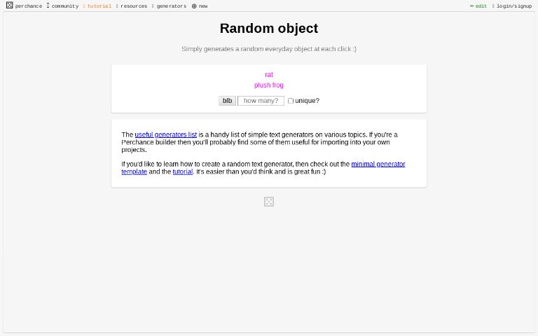 Random object ― Perchance Generator
