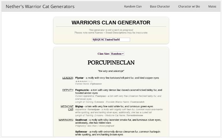 WARRIORS CLAN GENERATOR