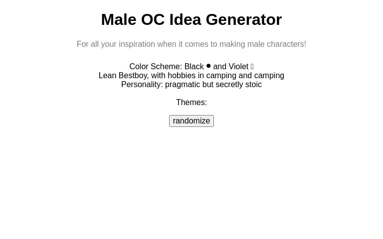 Male OC Idea Generator