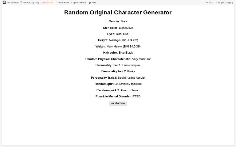 Random Original Character Generator