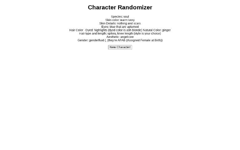Character Randomizer ― Perchance Generator
