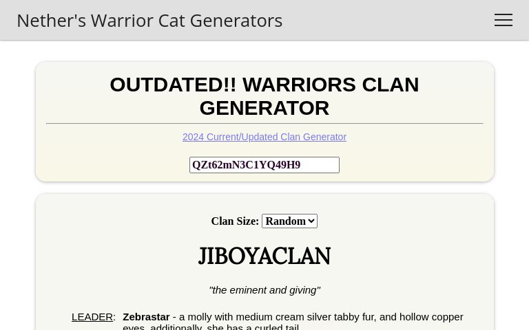 OUTDATED!! WARRIORS CLAN GENERATOR