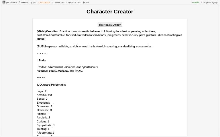 Character Creator ― Perchance Generator