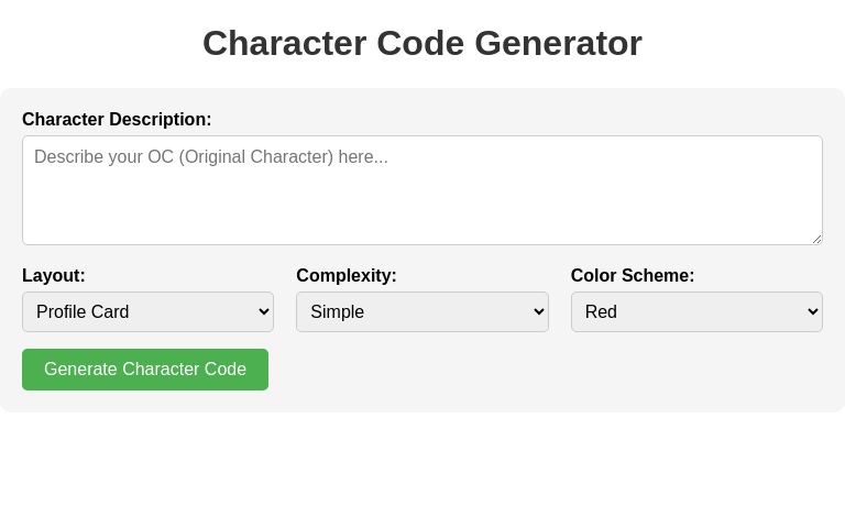 Character Code Generator