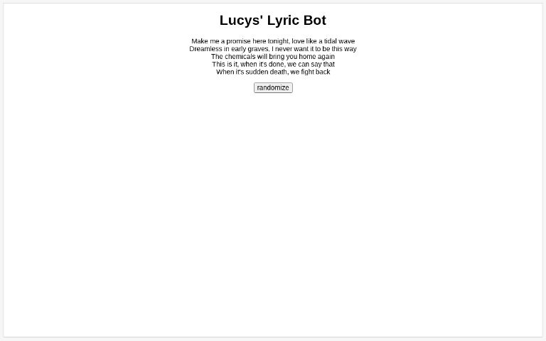 Lucys' Lyric Bot ― Perchance Generator