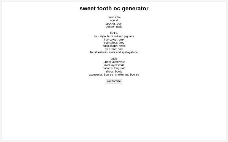 sweet tooth oc generator