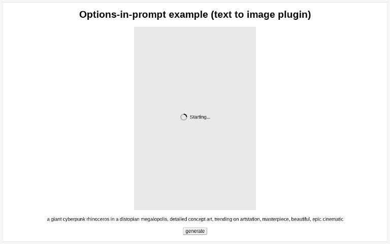 Options-in-prompt example (text to image plugin)