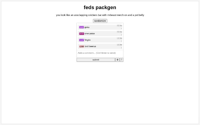 feds packgen ― Perchance Generator