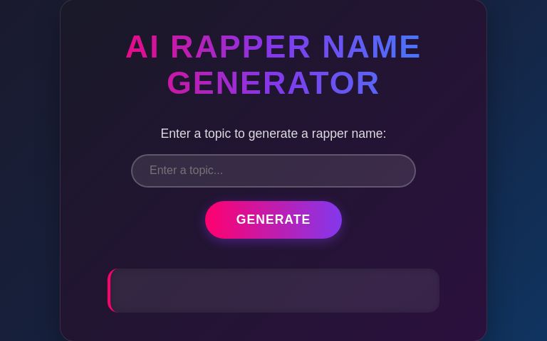 AI Rapper Name Generator