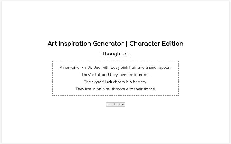 Art Inspiration Generator | Character Edition