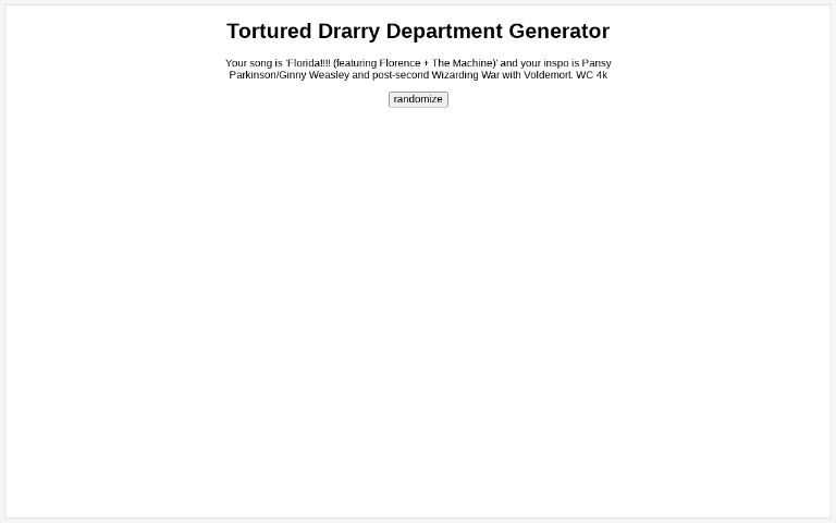 Tortured Drarry Department Generator