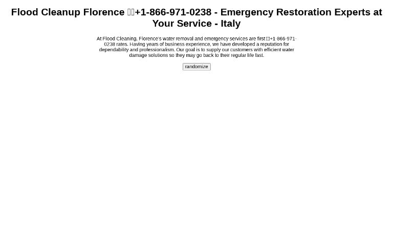 Flood Cleanup Florence 📞+1-866-971-0238 - Emergency Restoration Experts at Your Service - Italy ...