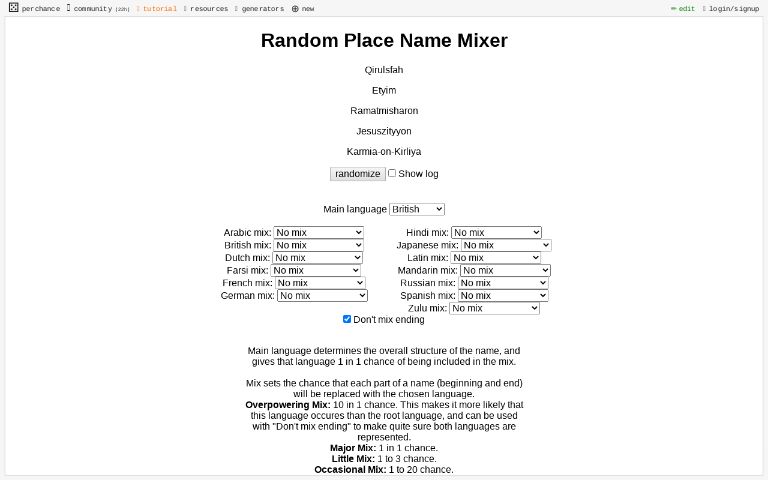 Random Place Name Mixer ― Perchance Generator